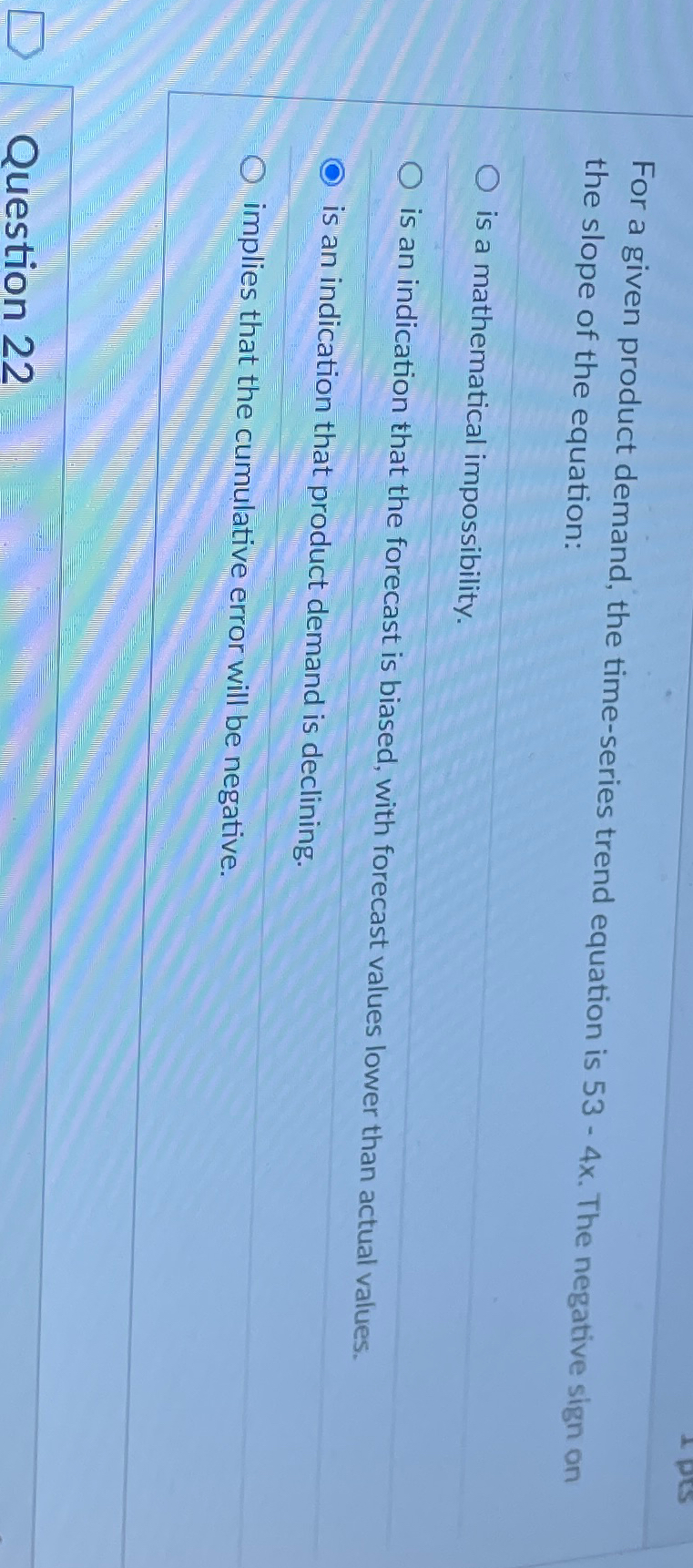 Solved For a given product demand, the time-series trend | Chegg.com