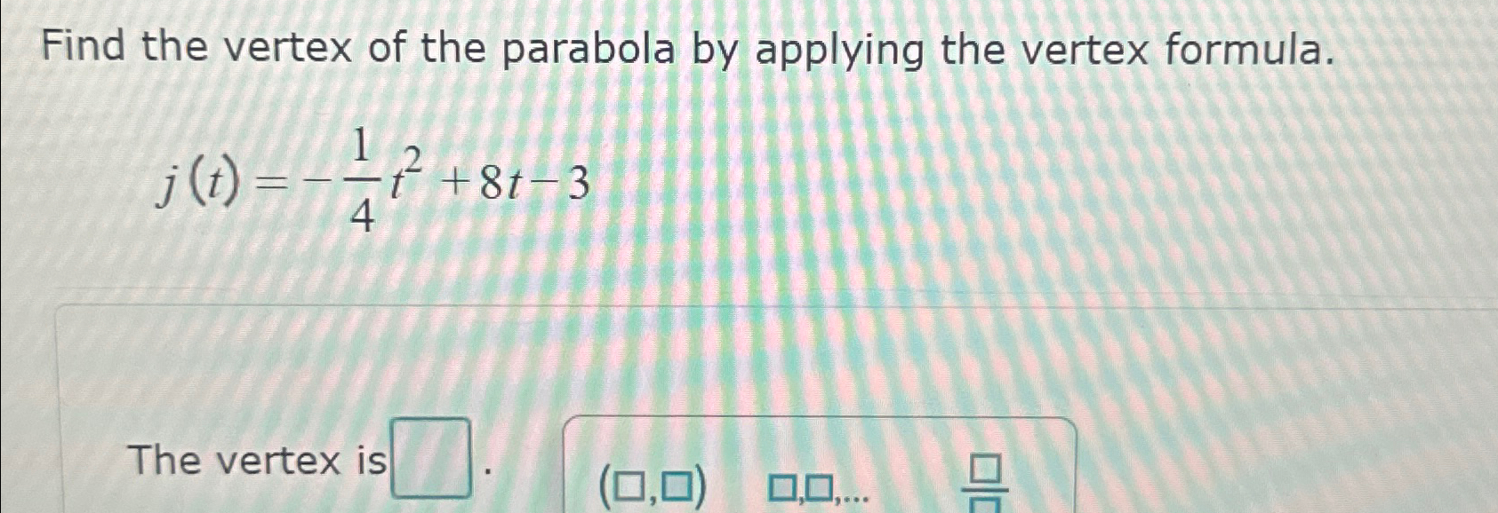 Solved Find the vertex of the parabola by applying the | Chegg.com