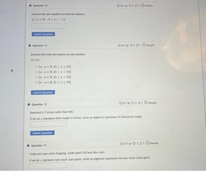 Solved Convert The Set Notation To Interval Notation 3201