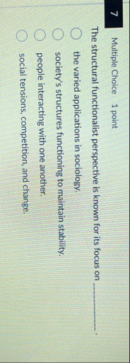 Solved 7 ﻿Multiple Choice 1 ﻿pointThe structural | Chegg.com