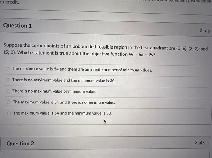 Solved Suppose the corner points of an unbounded feasible | Chegg.com