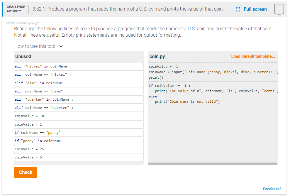 Rearrange the following lines of code to produce a | Chegg.com