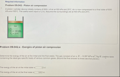 Solved Required informationProblem 09.042 - ﻿Piston air | Chegg.com