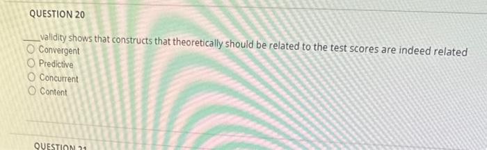 Solved validity shows that constructs that theoretically | Chegg.com