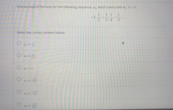 Solved Find An Explicit Formula For The Following Sequence
