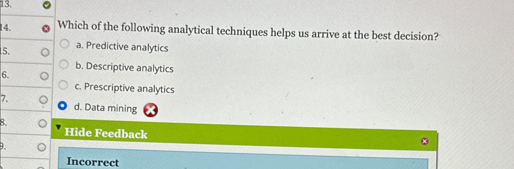 Solved Which of the following analytical techniques helps us | Chegg.com