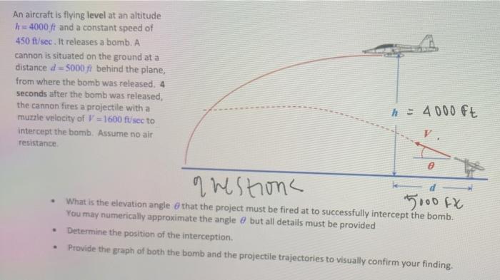 Solved An aircraft is flying level at an altitude h = 4000ft | Chegg.com