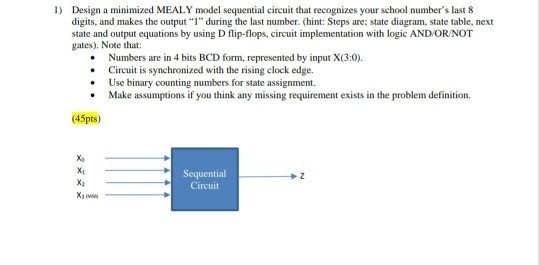 Solved 1) Design a minimized MEALY model sequential circuit | Chegg.com