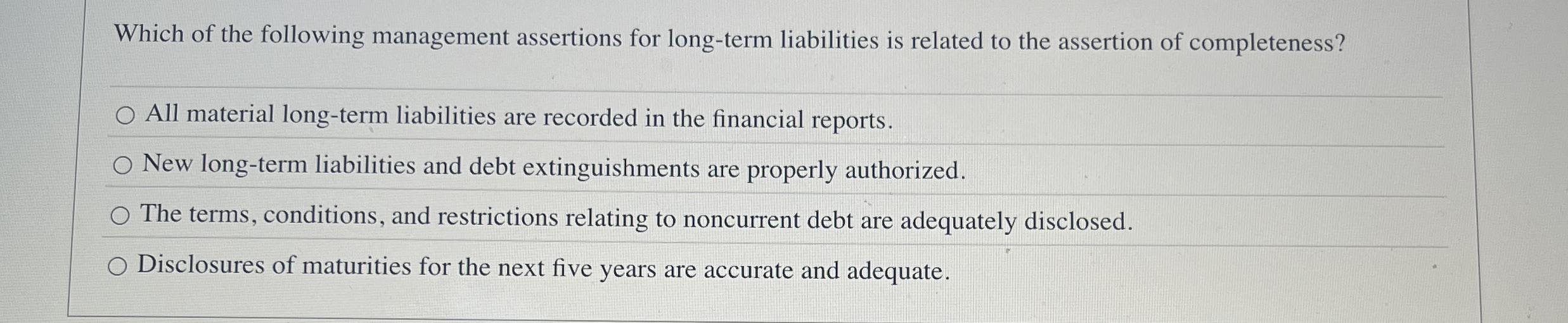 Solved Which of the following management assertions for | Chegg.com