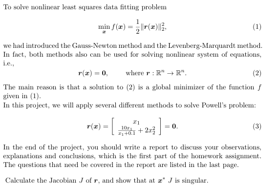 To solve nonlinear least squares data fitting | Chegg.com