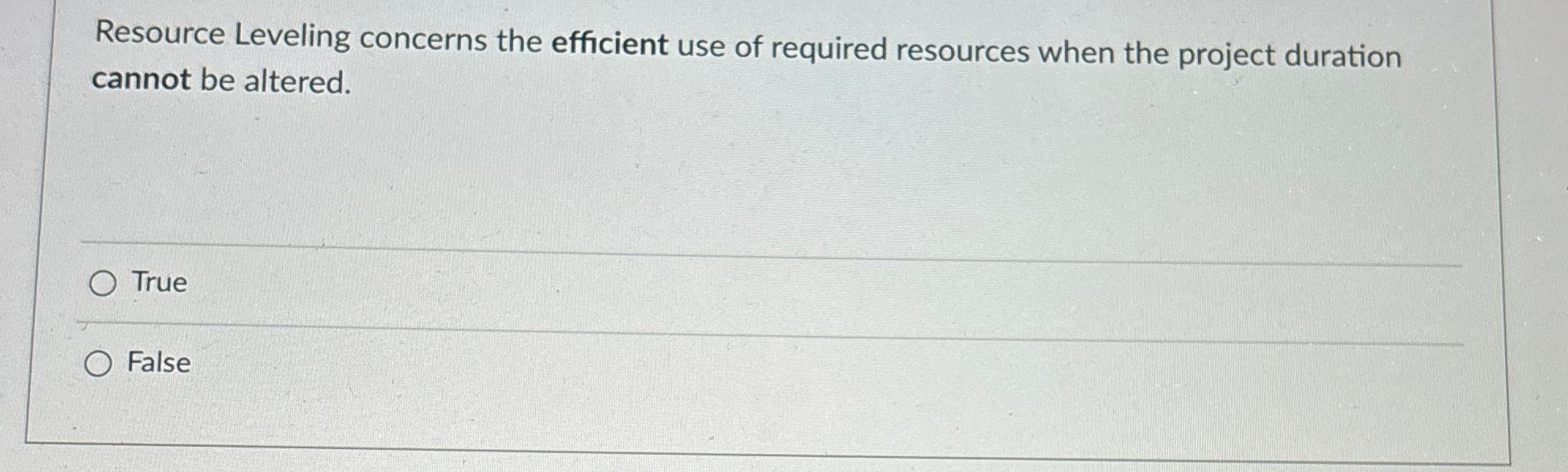 Solved Resource Leveling concerns the efficient use of | Chegg.com