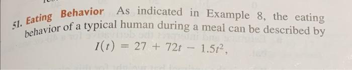 Solved 51. Eating Behavior As indicated in Example 8, the | Chegg.com