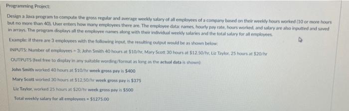 Solved Programming Project: Design a lava program to compute | Chegg.com