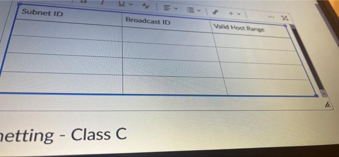 Solved Subnetting - Class C Fill out the chart. Please make | Chegg.com