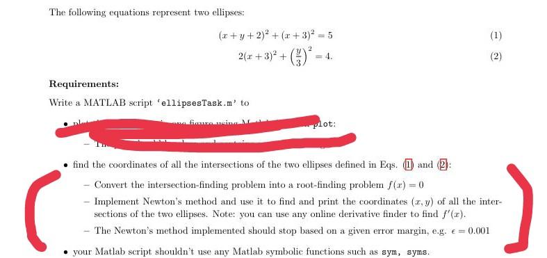 The following equations represent two ellipses: (1) 2 | Chegg.com