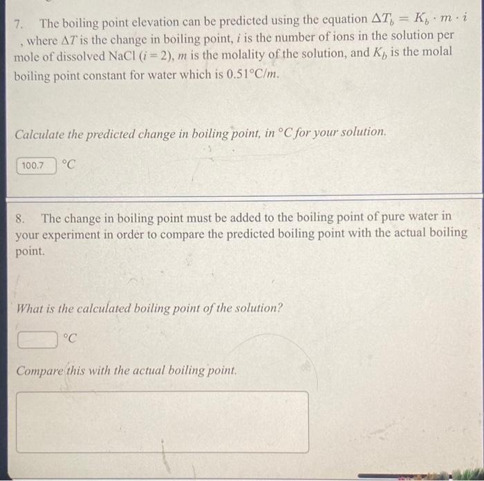 Solved Boiling Point Elevation If you dissolve a substance | Chegg.com