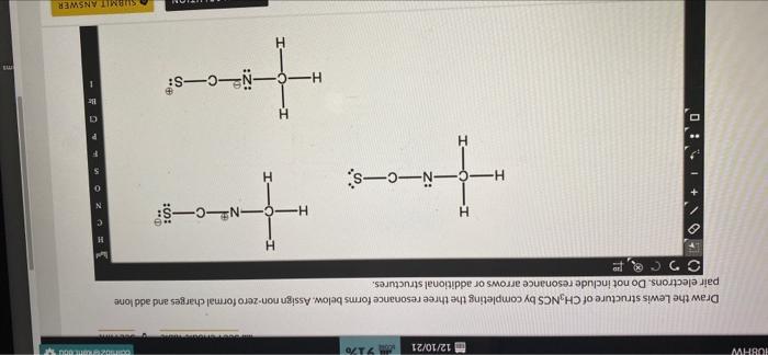 Solved IUBHW 12/10/21 170 Draw the Lewis structure of CH3NCS | Chegg.com