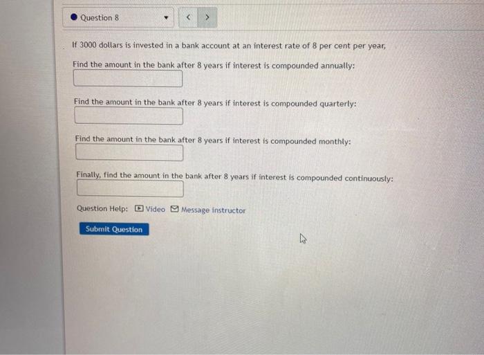 Solved If 3000 dollars is invested in a bank account at an | Chegg.com