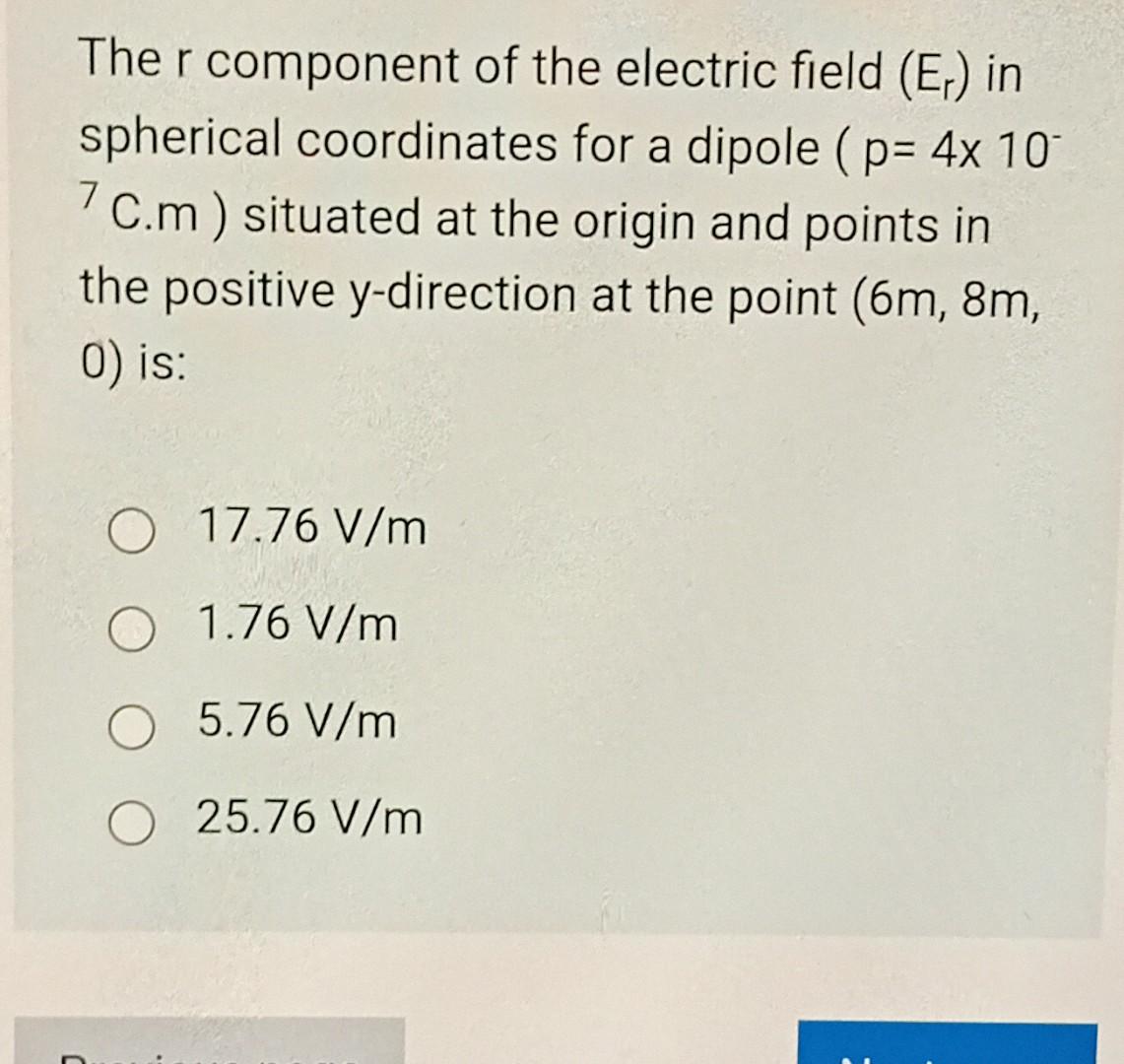 Solved The r component of the electric field (Er) in | Chegg.com