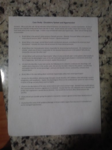 Solved Case Study Circulatory System and Hypertension Case | Chegg.com