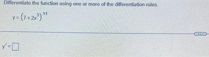 Solved Differentiate the function using one or more of the | Chegg.com