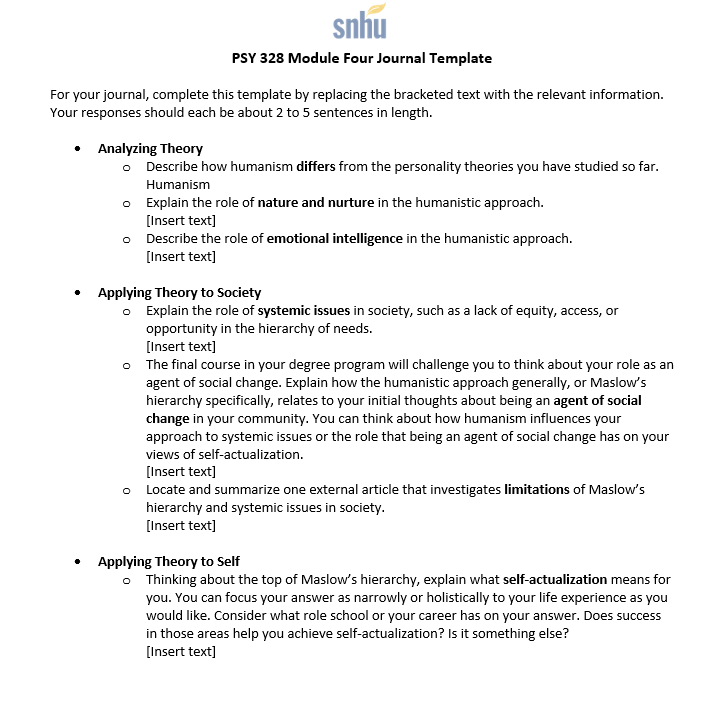 Solved PSY 328 ﻿Module Four Journal TemplateFor your | Chegg.com