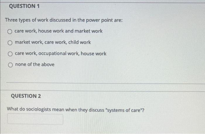 Solved QUESTION 1 Three types of work discussed in the power | Chegg.com