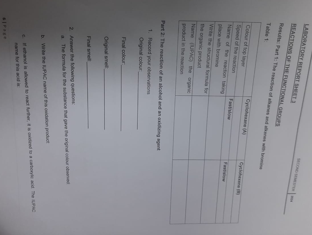 Solved LABORATORY REPORT SHEET 3REACTIONS OF THE FUNCTIONAL | Chegg.com