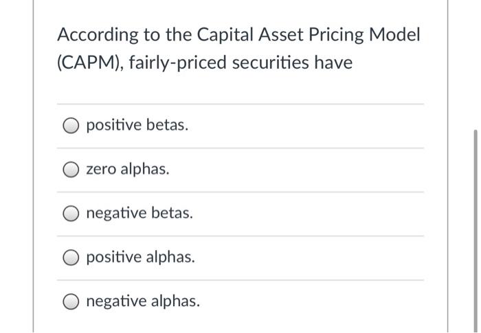 Solved In the context of the Capital Asset Pricing Model | Chegg.com