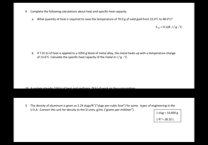 Solved Complete the following calculations about heat and | Chegg.com