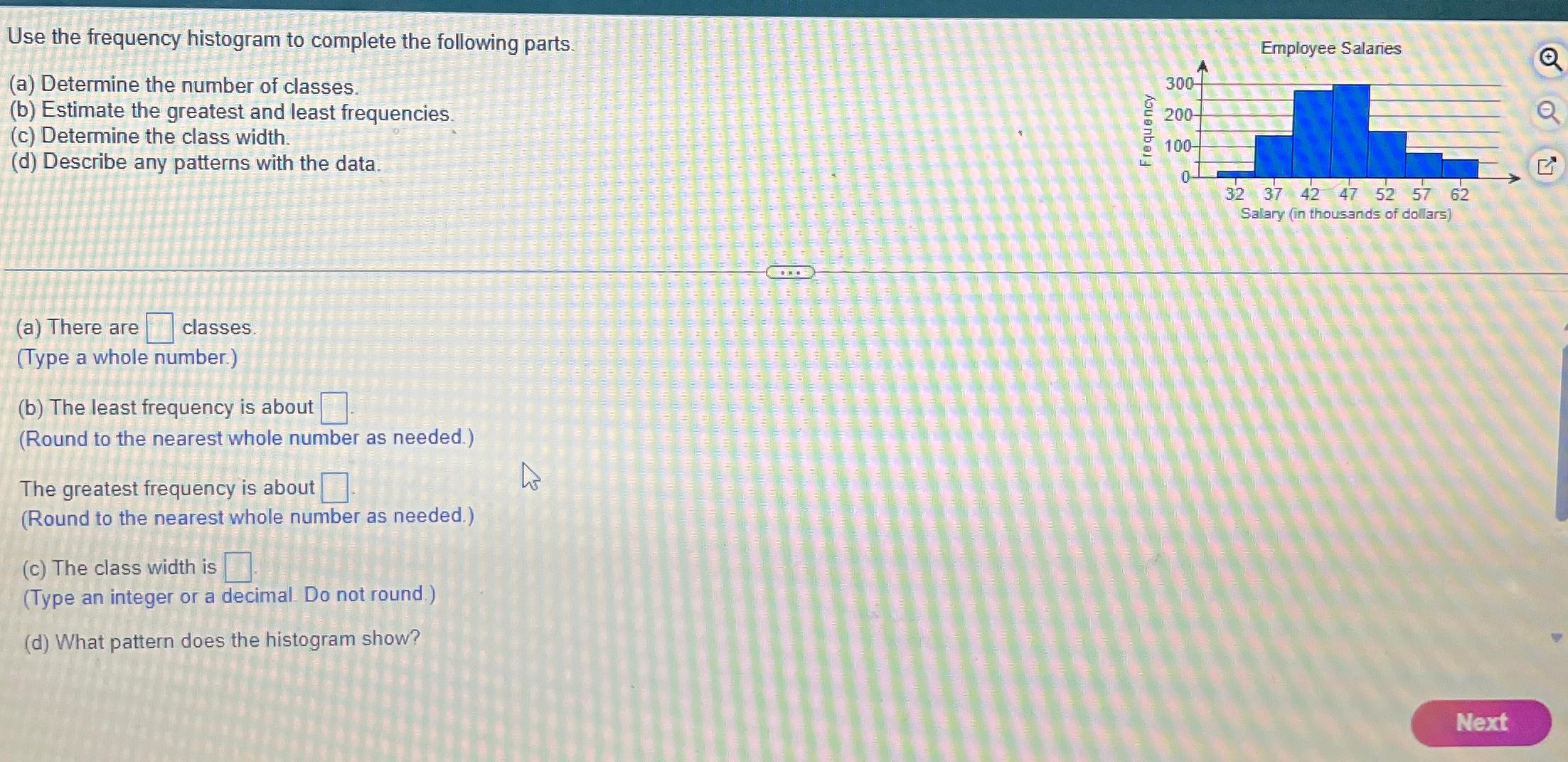 Solved Use the frequency histogram to complete the following | Chegg.com