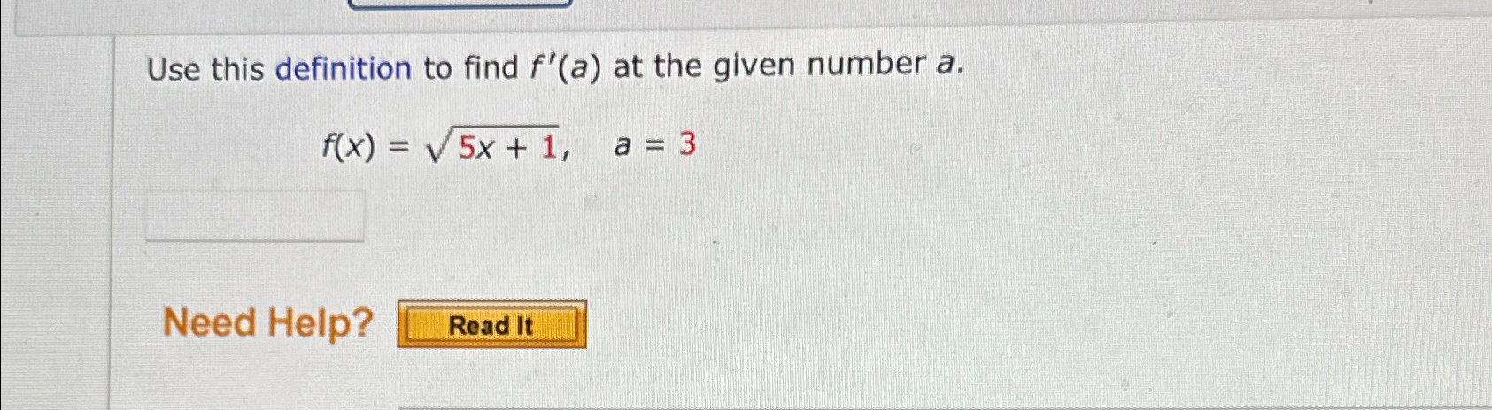 Use this definition to find f'(a) ﻿at the given | Chegg.com