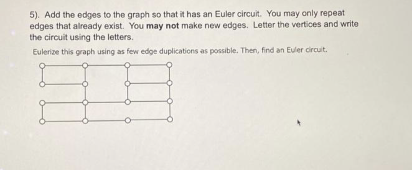 Solved Add the edges to the graph so that it has an Euler | Chegg.com