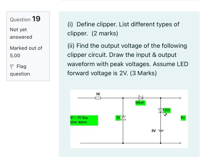 Solved (i) Define clipper. List different types of clipper. | Chegg.com