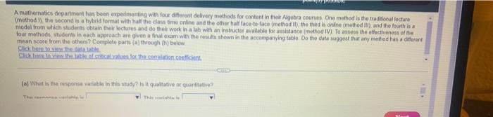 Solved A mathematics department has been experimenting with | Chegg.com