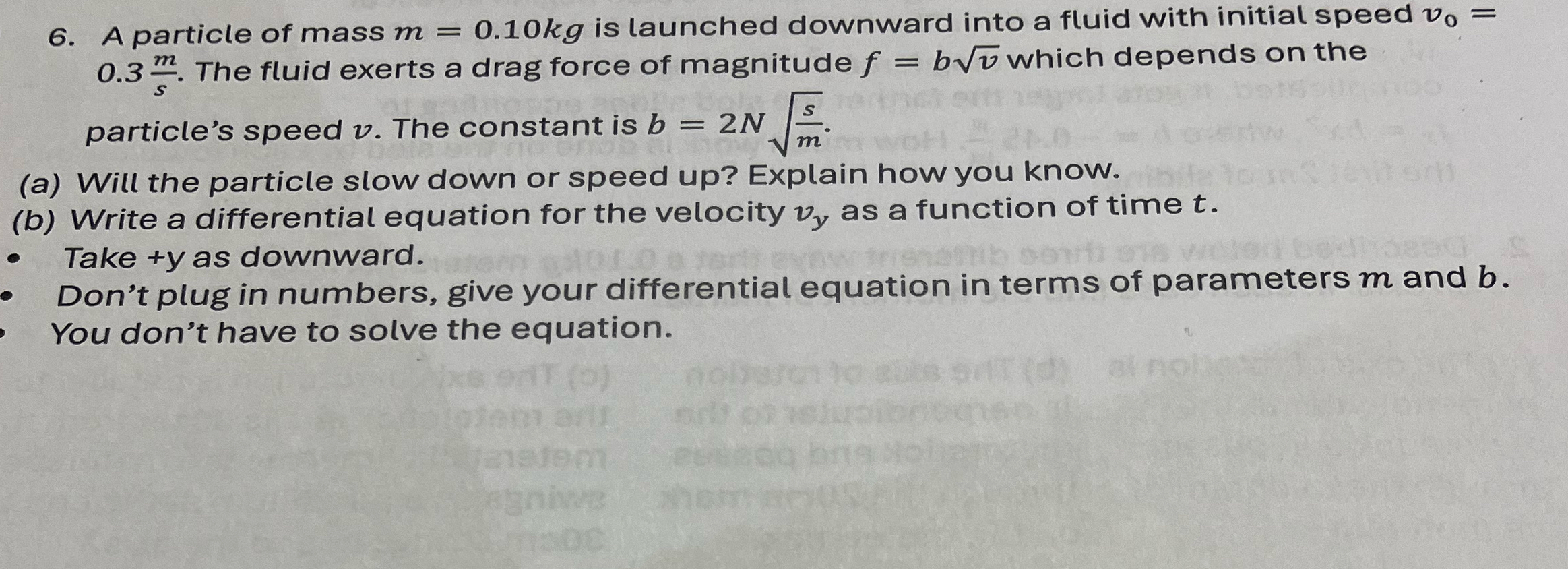 Solved A particle of mass m=0.10kg ﻿is launched downward | Chegg.com