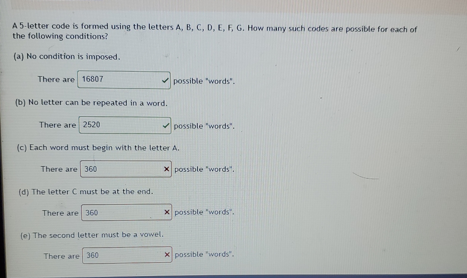 Solved A 5-letter code is formed using the letters A, ﻿B, | Chegg.com