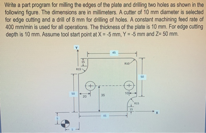 Solved Write a part program for milling the edges of the | Chegg.com