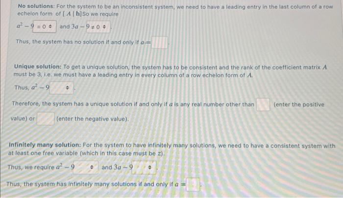 Solved No solutions: For the system to be an inconsistent | Chegg.com