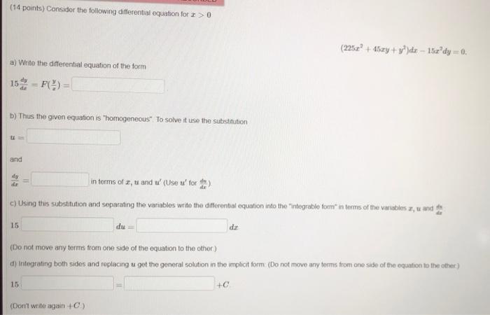 Solved (16 points) A Bernoulli differential equation is one | Chegg.com
