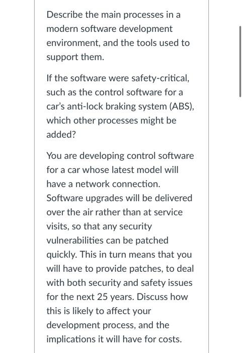 Solved Describe the main processes in a modern software | Chegg.com
