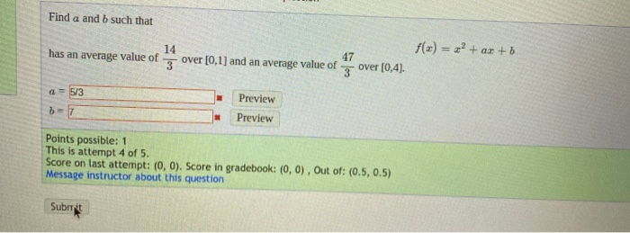 Solved find a and b such that f(x)=x^2+ax+b has an average | Chegg.com