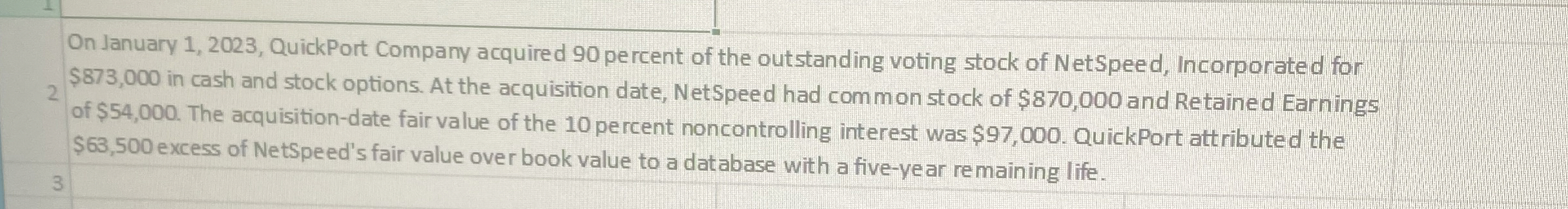 Solved On January 1, 2023, ﻿QuickPort Company acquired 90 | Chegg.com