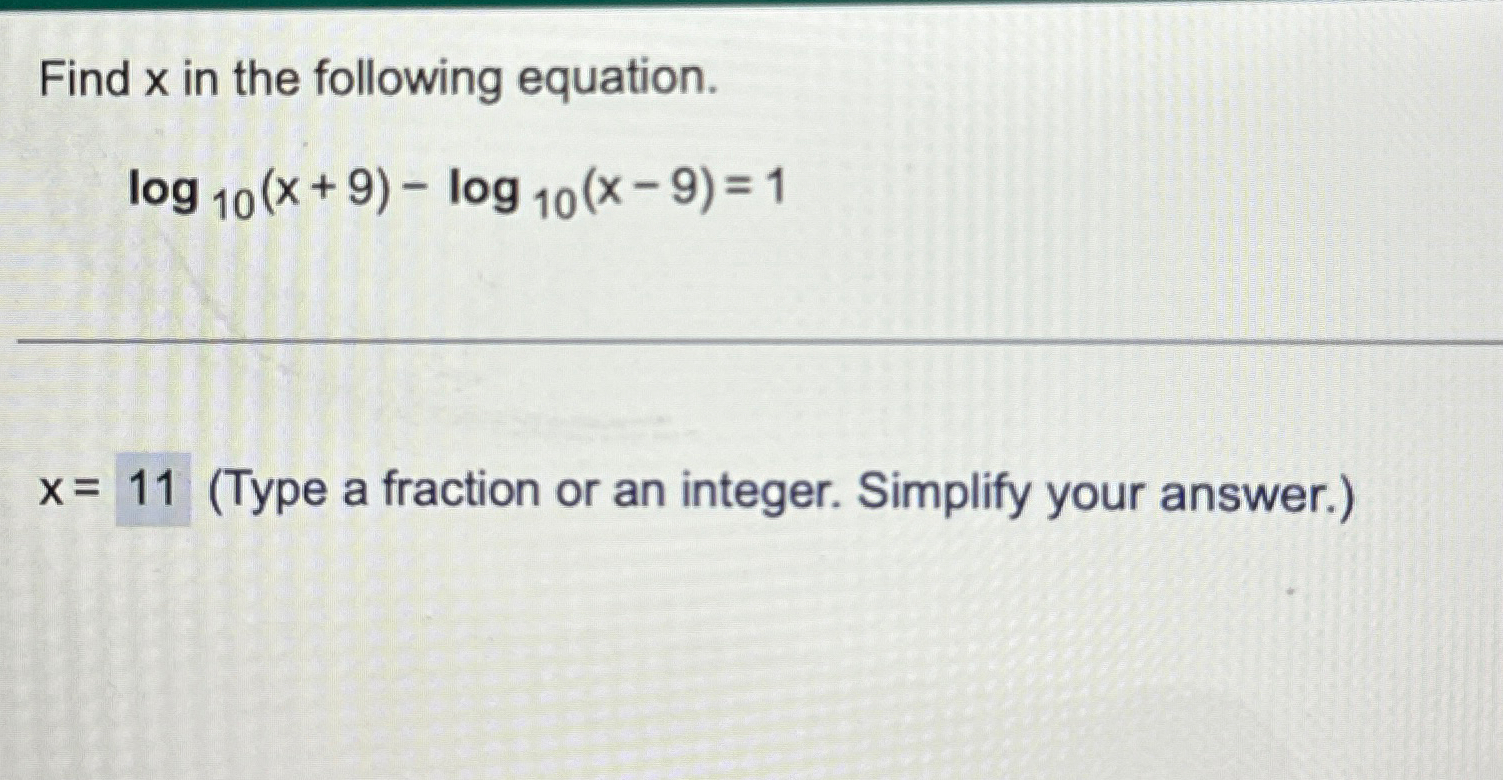 Solved Find x ﻿in the following | Chegg.com