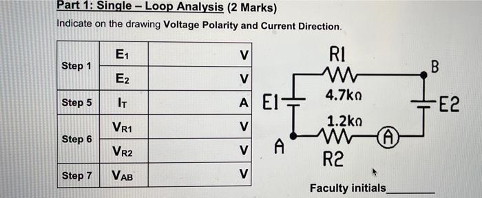 Solved Part 1: Single - Loop Analysis (2 Marks) Indicate on | Chegg.com