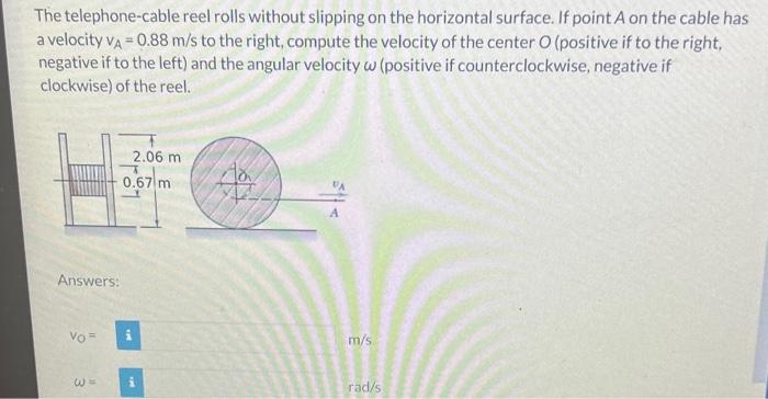 Solved The telephone-cable reel rolls without slipping on | Chegg.com