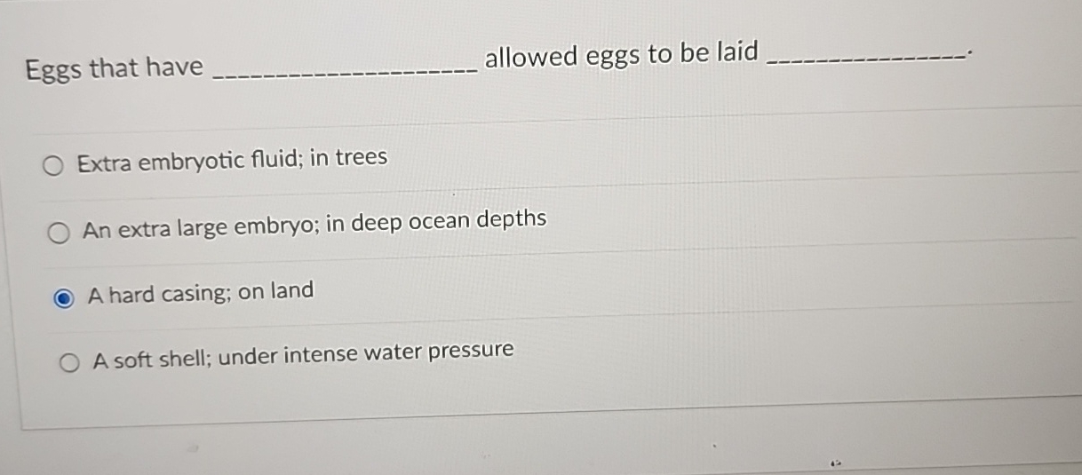 Solved Eggs that have ﻿allowed eggs to be laidExtra | Chegg.com