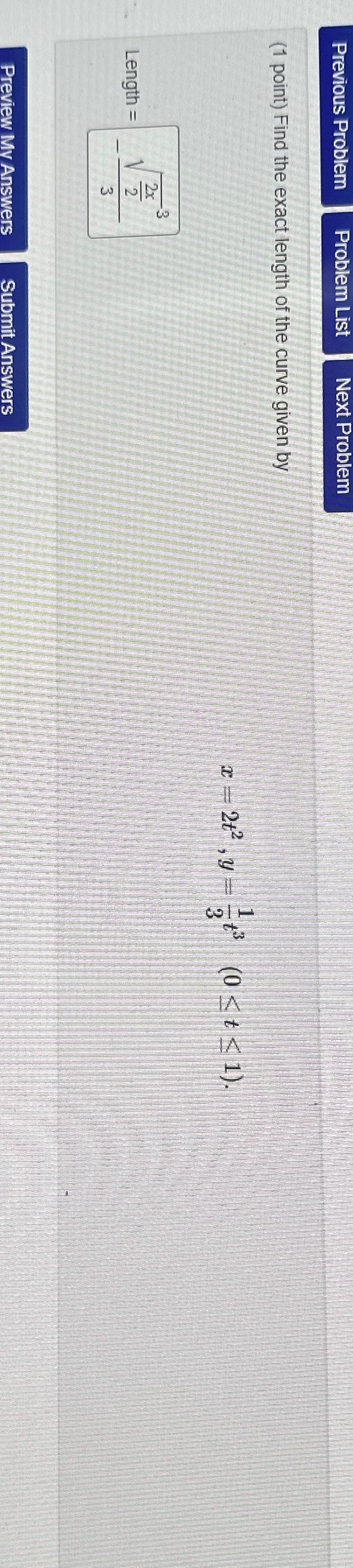 Solved Problem ListNext Problem(1 ﻿point) ﻿Find the exact | Chegg.com