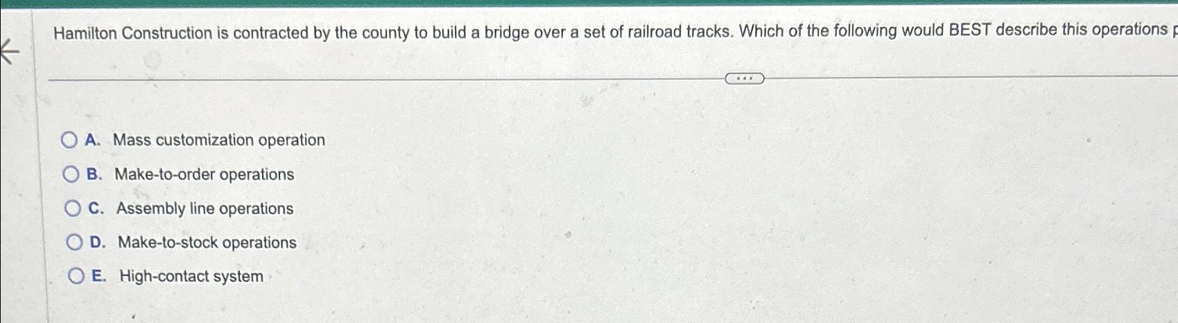 Solved Hamilton Construction is contracted by the county to | Chegg.com