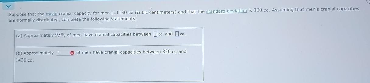 Solved Suppose that the mean cranial capacity for men is | Chegg.com